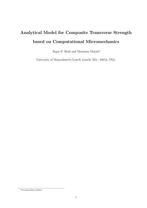 PDF Analytical Model For Composite Transverse Strength Based On