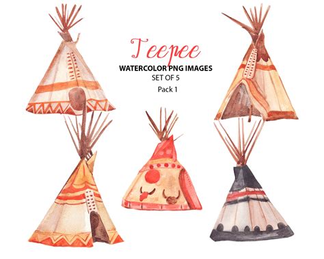 Teepee Illustration Tribal Nursery Clipart Native American Clip Art Etsy