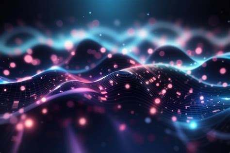 Premium Ai Image Technology Digital Wave Background Conceptbeautiful Motion Waving Dots