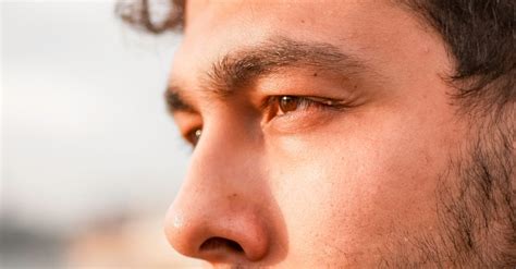 가을 갈색 머리 감정 강가 고요한 곱슬머리 그루터기 깊이 남성 남자 낮 내성 따뜻한 음색 모델 반사 배경 흐림 보케 부드러운 빛 사색 중인