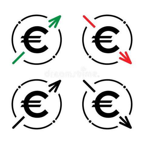 Set Of Cost Symbol Euro Increase And Decrease Icon Money Vector Symbol Isolated On Background