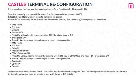 Castles Terminal Re Configuration Novopay