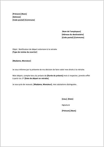 Lettre de départ à la retraite à télécharger gratuitement Format Word