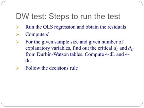 Autocorrelation Detection Part 1 Durbin Watson D Test Ppt