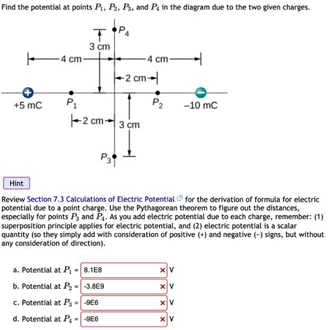 Solved Find The Electric Potential In V Of Points P1 P2