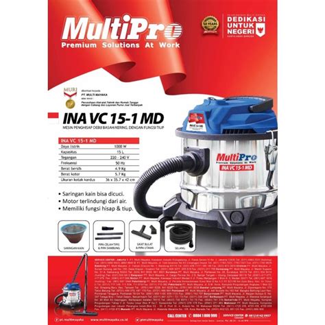 Jual Mesin Vacuum Cleaner Sedot Debu Tiup Debu MultiPro Tipe INA VC 15