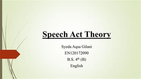 Speech Act Theory Ppt