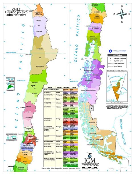 Mapa De Chile Político Físico Y Para Colorear
