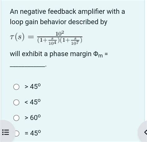 solved an negative feedback amplifier with a loop gain