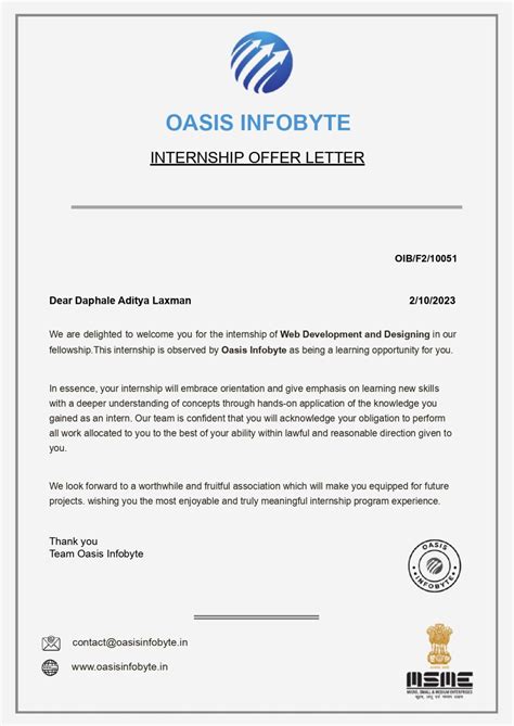 Aditya Daphale On Linkedin Oasisinfobyte Webdevelopment Internship