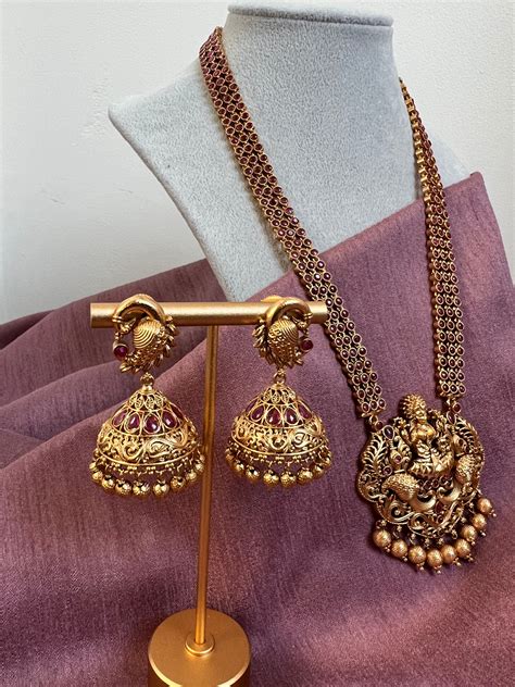 Antique Temple Necklace In Ruby N3054 Milaa Collections