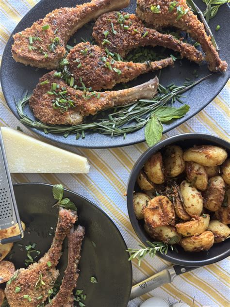 Panko And Locatelli Crusted Lamb Chops And Garlic Potatoes Locatelli