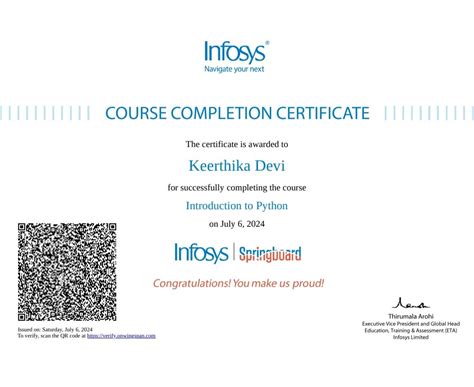 I Have Successfully Completed Python Basics Course In Infosys
