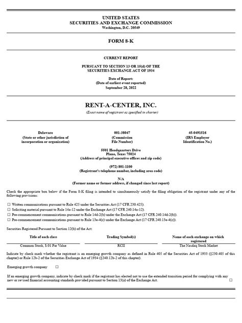 rent a center inc form 8 k pdf retail mergers and acquisitions