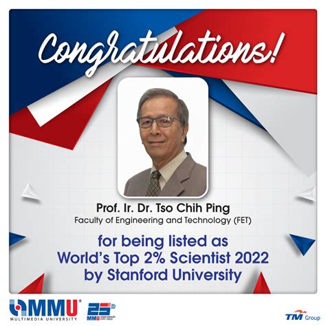 Prof Ir Dr Tso Chih Ping Listed In Worlds Top 2 Scientist For The