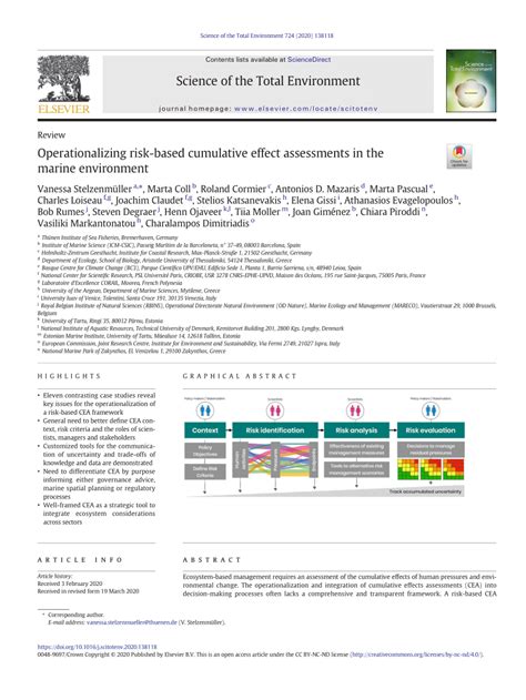 Pdf Operationalizing Risk Based Cumulative Effect Assessments In The Marine Environment