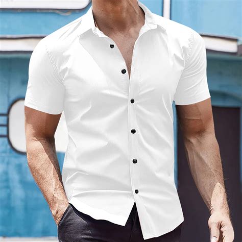 Njoeus Mens Short Sleeve Button Up Shirts Black T Shirts For Men