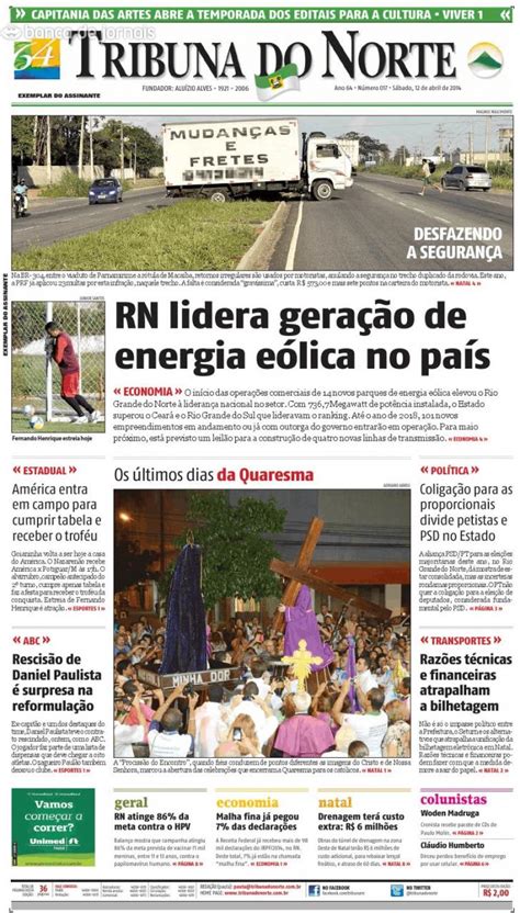 Capa Tribuna Do Norte De 2014 04 12