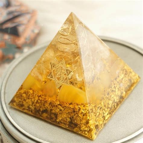 Relaxing Yellow Orgonite Pyramid Orgone Pyramids