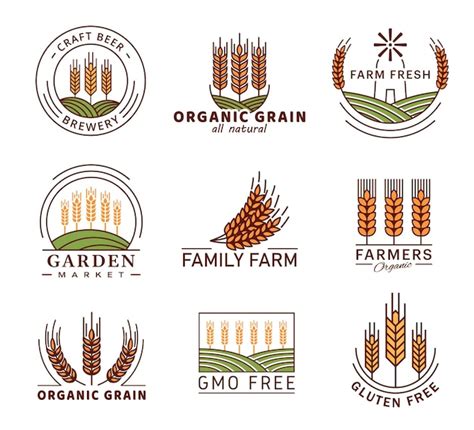 Premium Vector Cereal Icons Wheat Ear Spike Barley Rye Millet