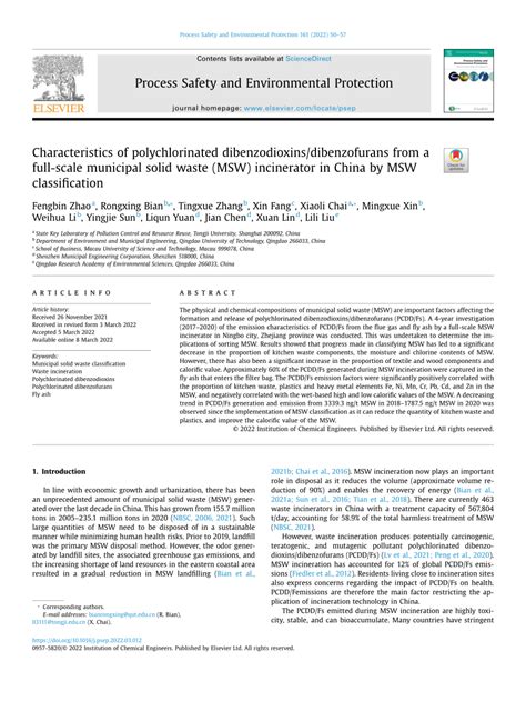 Pdf Characteristics Of Polychlorinated Dibenzodioxins Dibenzofurans From A Full Scale