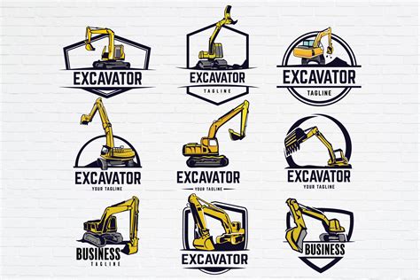 9 Set Excavator Logo PNG SVG Graphic By Guavanaboy Creative Fabrica