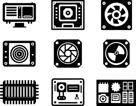 Set Of Computer Parts Icon Computer Technology Electronic Hardware Device Motherboard Pc