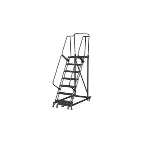 7 Step Extra Heavy Duty Steel Rolling Safety Ladder Expanded Metal