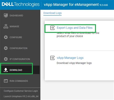 Unisphere Integrado Para Powermax Los Archivos Que Se Pueden Recopilar De Vapp Manager Dell