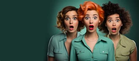 Premium Photo Surprised Women Group Portrait Generative Ai