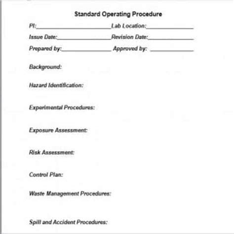 Editable Standard Operating Procedures SOPs Templates Besty Templates