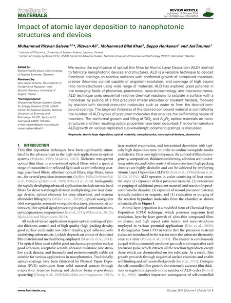 Pdf Impact Of Atomic Layer Deposition To Nanophotonic Structures And Devices