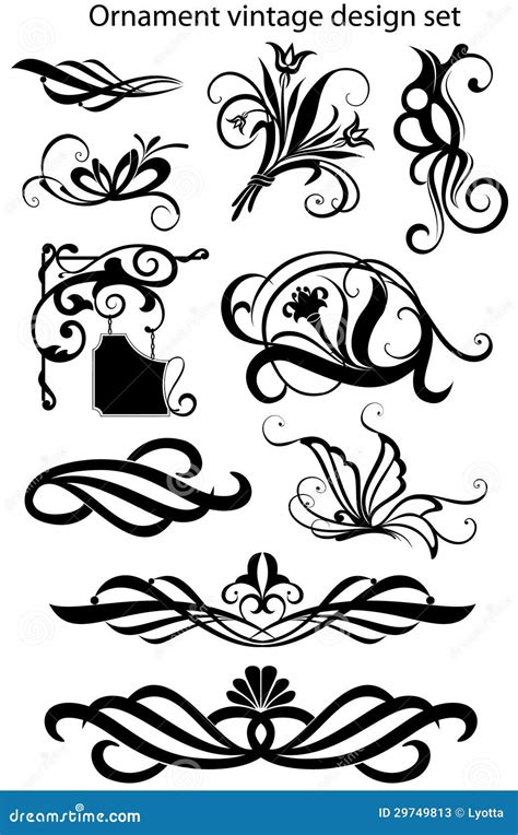 Set Of Decorative Design Elements For Design Stock Vector Illustration Of Signboard Bouquet