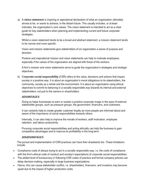 Markscheme For Bmgt Test Pdf Corporate Social Responsibility Stocks