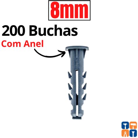 Bucha 8 Fixação Anel Aba Kit 200 Buchas 8mm Fixação para Parede