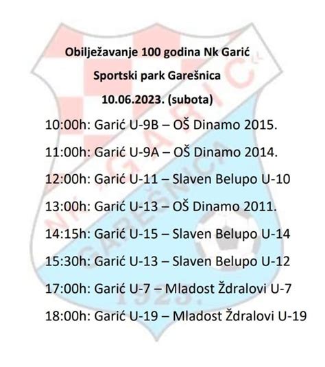 Nastavlja Se Garićeva Proslava 100 Godina Kluba U Sportski Park Dolaze