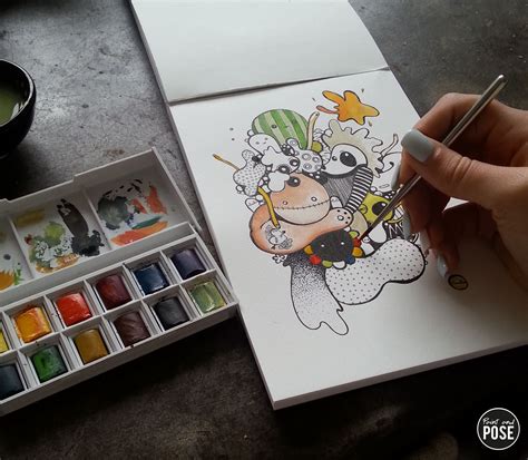 MCK Doodle Watercolor Fineliner Paintandpose Nl Watercolor