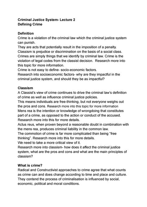 Cjs Lecture 2 Criminal Justice System Lecture 2 Defining Crime Definition Crime Is A