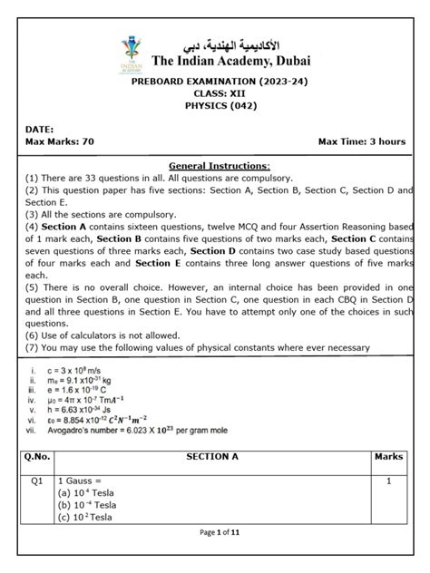 12cbse Physics Model Qp Pdf Physics Atomic