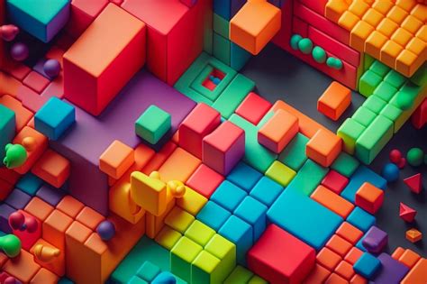 Premium Photo Colorful Geometric Tetris Like Shapes A Playful
