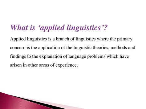 Ppt Applied Linguistics Overview Of Course Linguistics Powerpoint