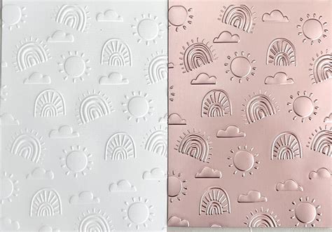 3D Embossing Folder Prägeschablone Regenbogen Wolken 15x15cm