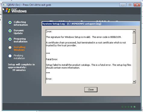 Help Cant Install The Compiled Windows Server 2003 Standard