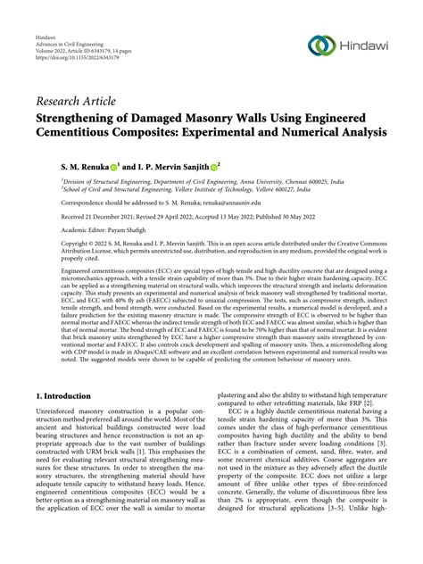 Pdf Strengthening Of Damaged Masonry Walls Using Engineered Cementitious Composites