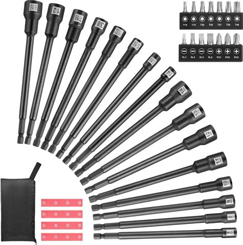 Abn Impact Nut Driver Tool Set 8pc Sae 6 In Long Shank Nut Driver Bits Magnetic Tip Sockets 1