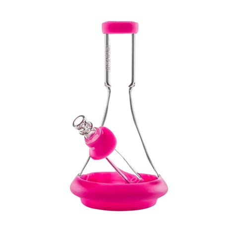 Grav Deco Silicone Beaker Bong 24cm Toxic Pink Glass Bongs Au