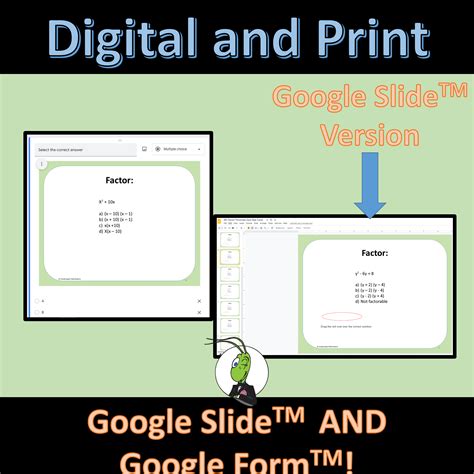 Factor Trinomials Quiz Google Forms Slides And Printable Task Cards Algebra Made By Teachers
