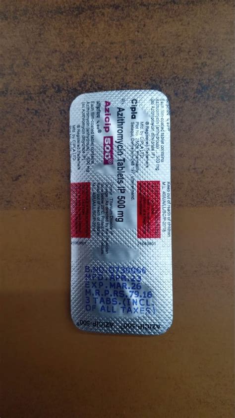 Cipla Azicip Azithromycin Tablet Ip 500mg At Rs 849box Mumbai Id 2850676283362
