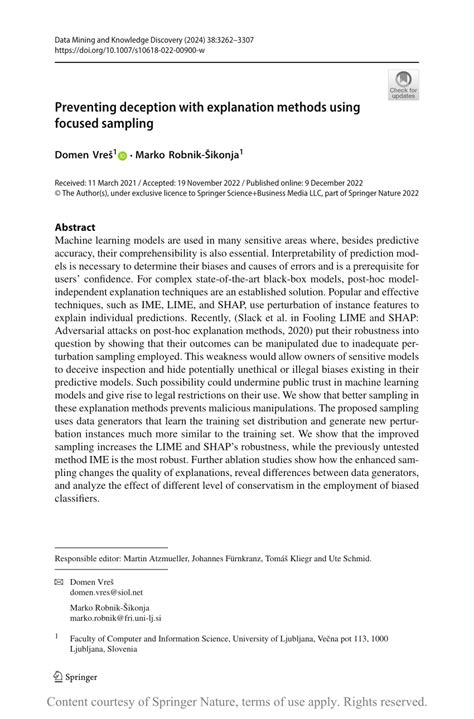 Preventing Deception With Explanation Methods Using Focused Sampling