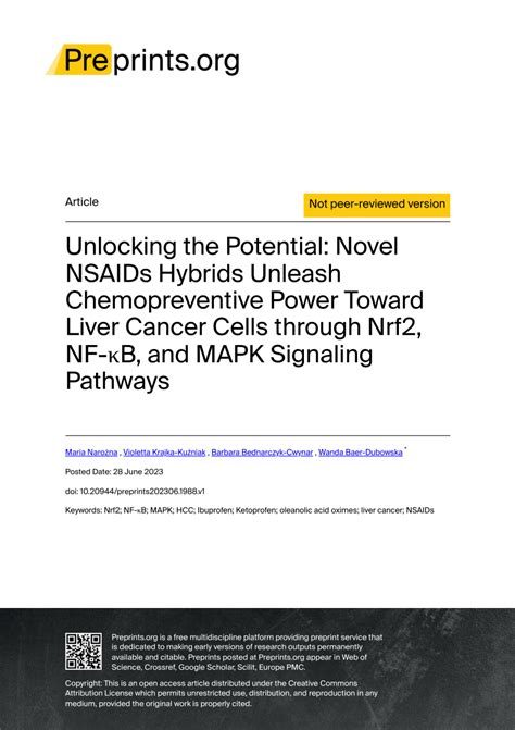 Pdf Unlocking The Potential Novel Nsaids Hybrids Unleash